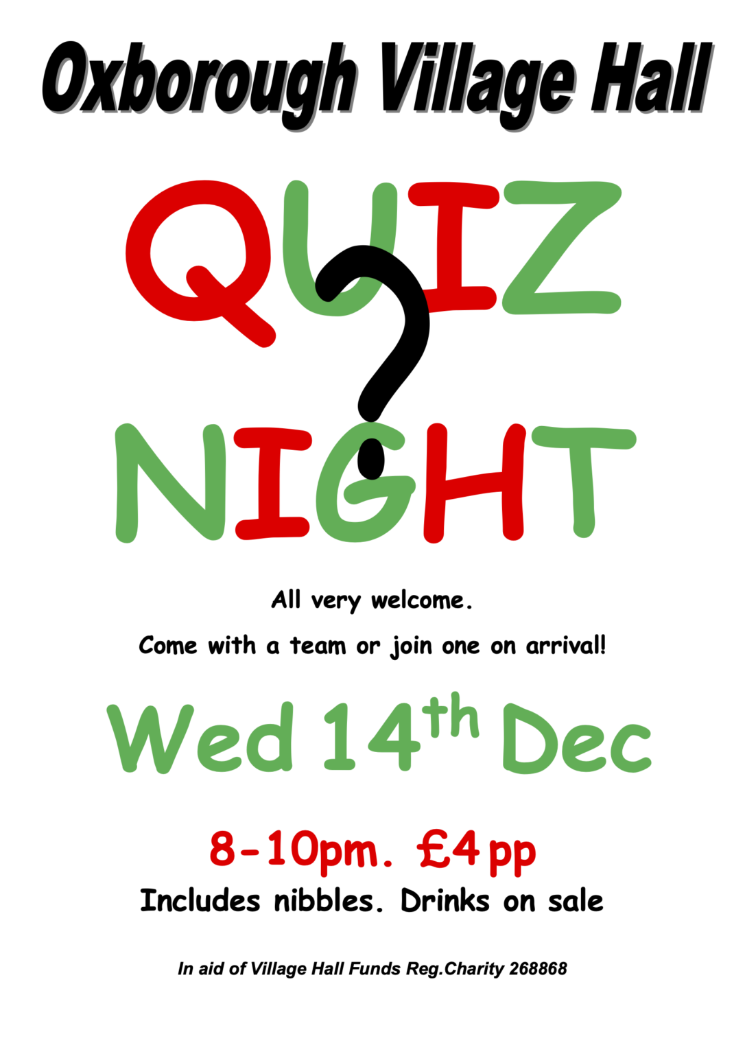 December village hall quiz night. - Oxborough Voice
